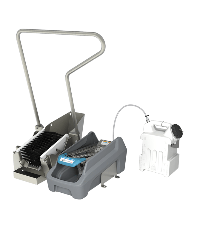 Airless Footwear Sanitizing Unit with Boot Scrubber - FOAMit